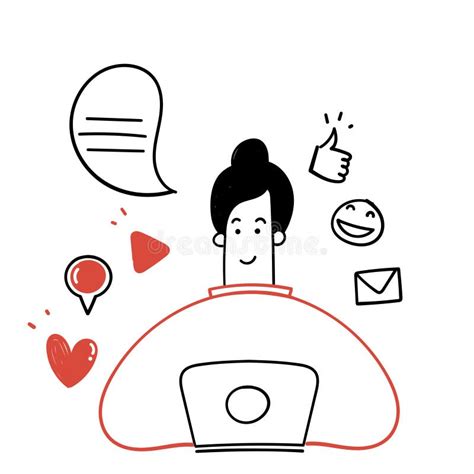 Hand Drawn Doodle Internet Social Networking Illustration Vector Stock