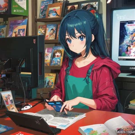 Ai二次元动漫长发宅女在家打游戏的女生头像