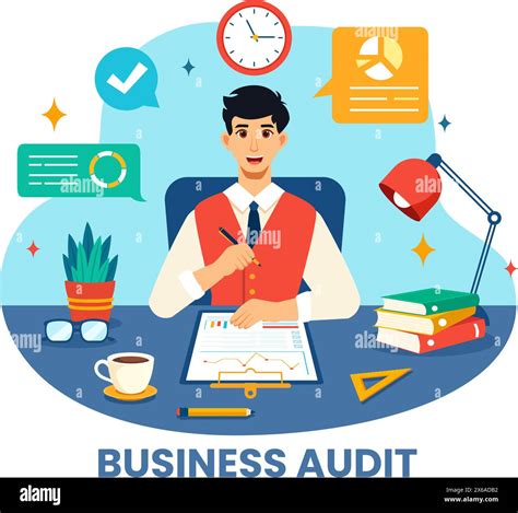 Business Audit Documents Vector Illustration With Charts Accounting Calculations And Financial