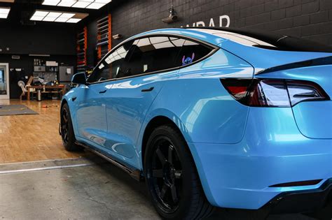 Blue Tesla Model 3 Tinybot Space Candy Gold Sky Twiisted Wrap