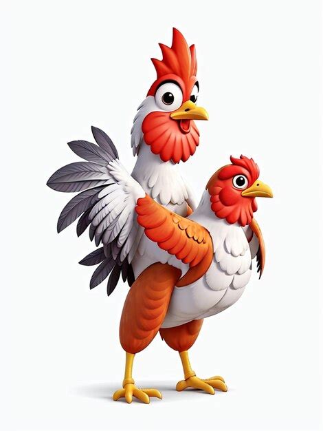 Premium Ai Image Bangkok Chicken Animation On White Background