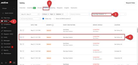 How To View Stop Sign Violation Events On Fleet Dashboard Motive Help Center