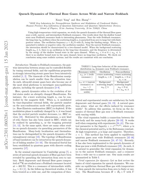 Pdf Quench Dynamics Of Thermal Bose Gases Across Wide And Narrow Feshbach