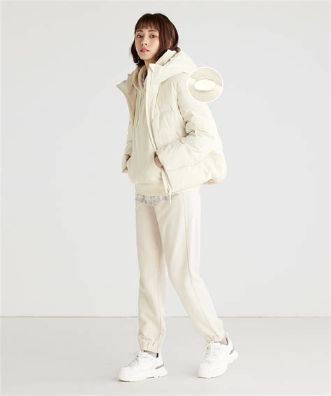 無縫防水羽絨連帽外套 女 Lativ 米格國際