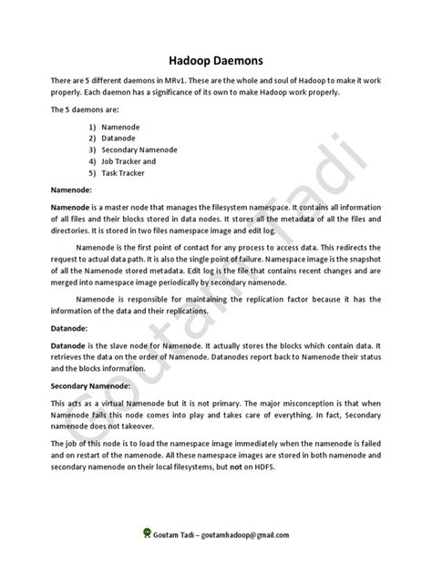 004 hadoop daemons hdfs only pdf apache hadoop computer