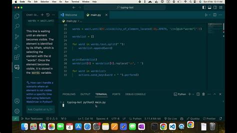 typing bot using selenium web driver and python youtube