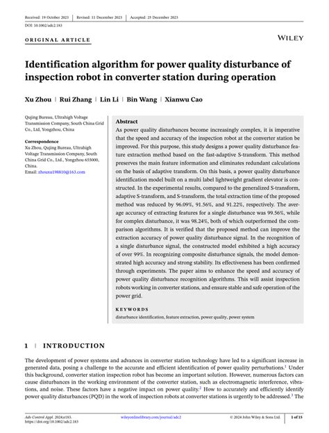 Identification Algorithm For Power Quality Disturbance Of Inspection