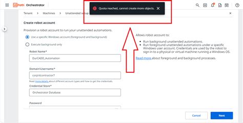 unable to create robot account in orchestrator robot uipath
