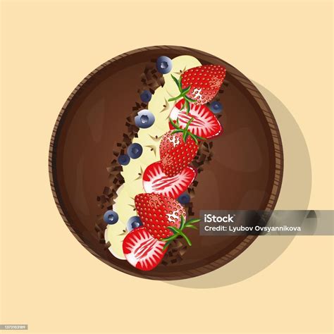 얇게 썬 바나나 딸기 다진 초콜릿 블루베리를 얹은 초콜릿 헤이즐넛 스무디 그릇 개체 그룹에 대한 스톡 벡터 아트 및 기타 이미지 개체 그룹 건강한 생활방식 건강한