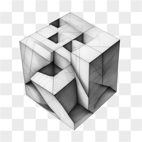 Download Abstract Cube Drawing With Geometric Shapes Sketches Online