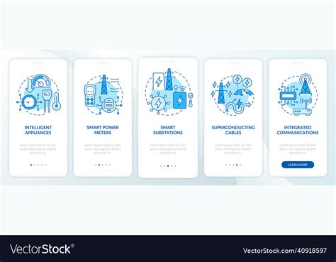 Smart Grid Components Blue Onboarding Mobile App Vector Image