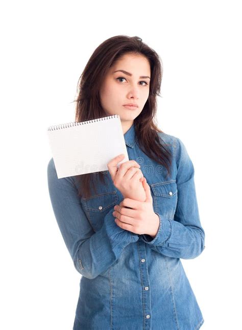 Girl Show Clean Notepad Isolated Stock Image Image Of Portrait Sensual