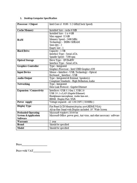 Desktop Computer Specification Download Free Pdf Image Scanner Usb