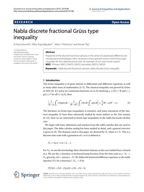 Pdf Nabla Discrete Fractional Grüss Type Inequality