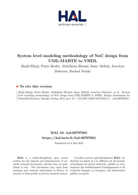 pdf system level modeling methodology of noc design from · pdf