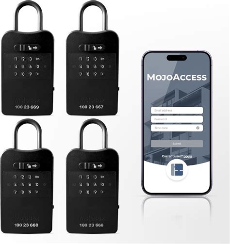 4 Pack MojoBox Digital Lockbox Bluetooth Key Lockbox IOS Android App