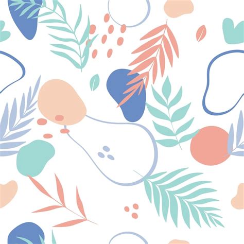 Premium Vector Different Plants And Shapes Seamless Pattern Minimalistic Foliage And Branches