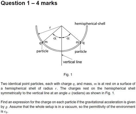 Solved Hemispherical Shell Two Identical Point Particles Each With Charge Q And Mass M Are At