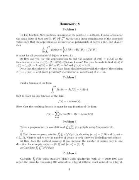 4 Solved Problems On Polynomial Functions Homework 8 Math 609 Docsity