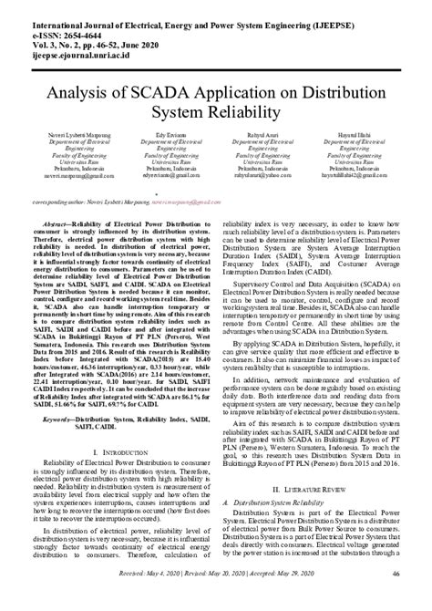 Pdf Analysis Of Scada Application On Distribution System Reliability