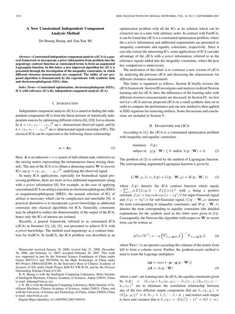 pdf a new constrained independent component analysis method