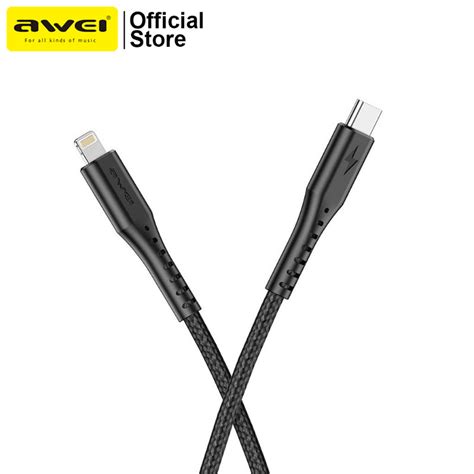 Awei Cl 78 Pd 3 0 18w Fast Charger Type C To Light Niing Cables Quick Charging Cord 1000mm