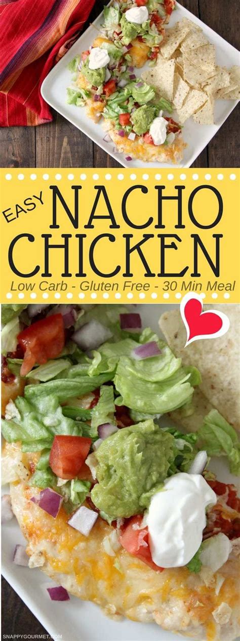 Easy Nacho Chicken Best Low Carb Baked Chicken Recipe Like Loaded Nachos But With Chicken