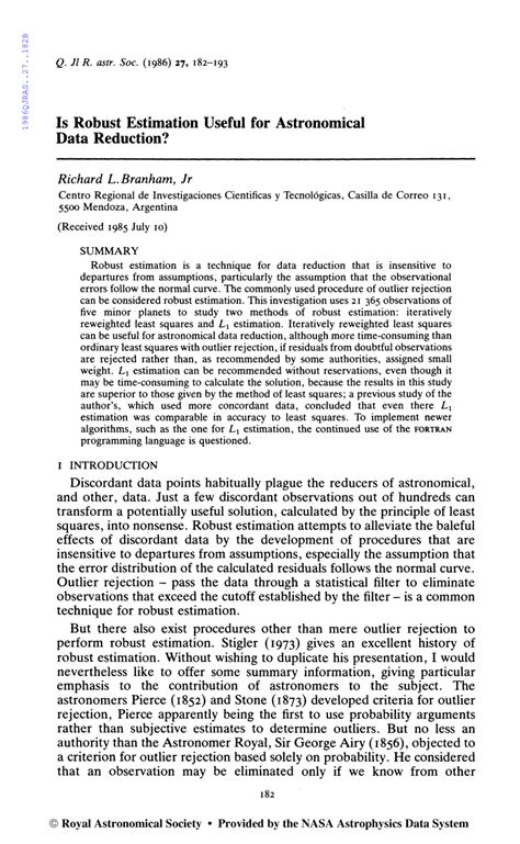 Pdf Is Robust Estimation Useful For Astronomical Data Reduction