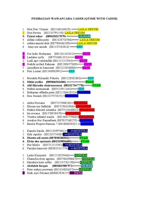 New Pembagian Wawancara Cader Pdf