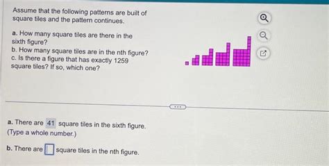 Solved Square Tiles And The Pattern Continues A How Many