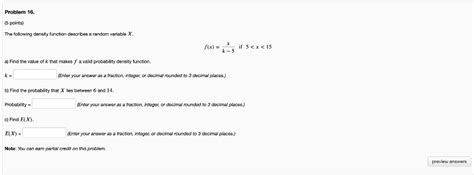 solved problem 16 5 points the following density function