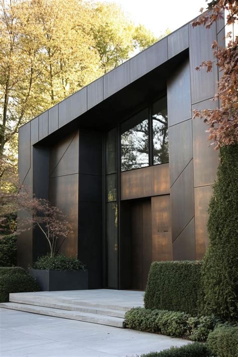 Modern French House Facade Textured Metal Panels In Assymetrical Shapes