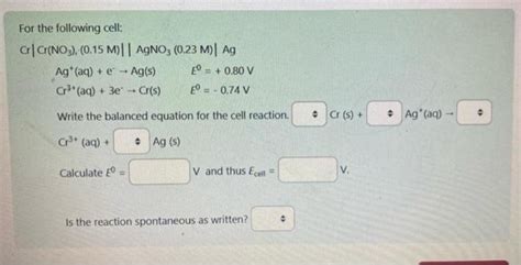 Solved For The Following Cell Chegg