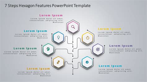 7 Steps Hexagon Features PowerPoint Template