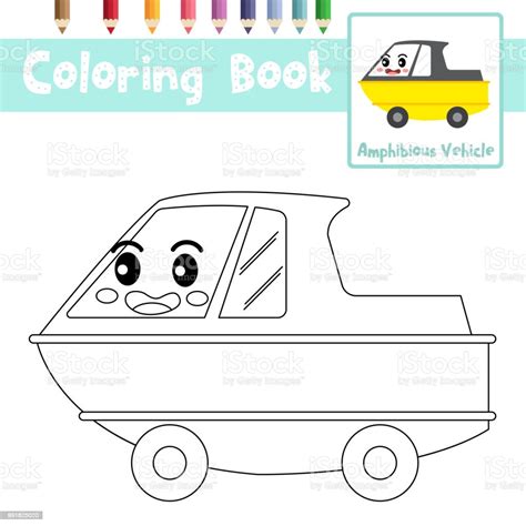 페이지 수 륙 양용 차량 만화 캐릭터 측면 보기 벡터 일러스트 레이 션을 착 색 0명에 대한 스톡 벡터 아트 및 기타 이미지 0명 교육 교통수단 Istock