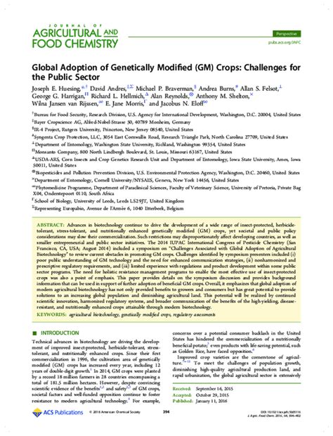 Pdf Global Adoption Of Genetically Modified Gm Crops Challenges