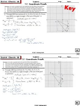 COORDINATE PROOFS HS Geometry Curriculum Tasks Warm Ups Unit