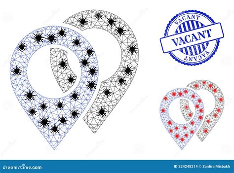 Polygonal Mesh Map Markers Pictograms With Flu Elements And Textured