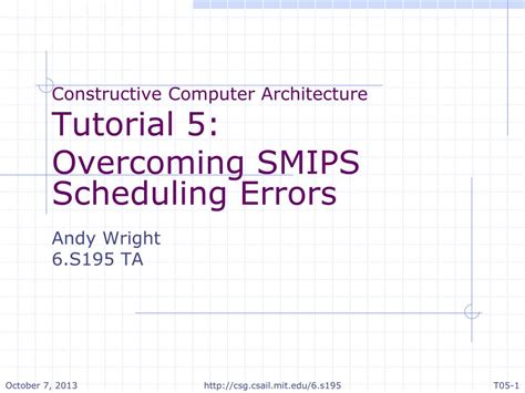 Ppt Constructive Computer Architecture Tutorial 5 Overcoming Smips Scheduling Errors Andy
