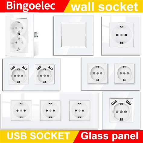 Eu 표준 Usb 소켓 이중 콘센트 16a 유리 패널 Ac 110 ~ 250v 118mm X 86mm 이중 프레임 벽