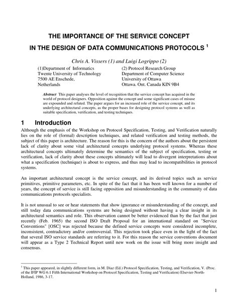 Pdf The Importance Of The Service Concept In The Design Of Data Communications Protocols