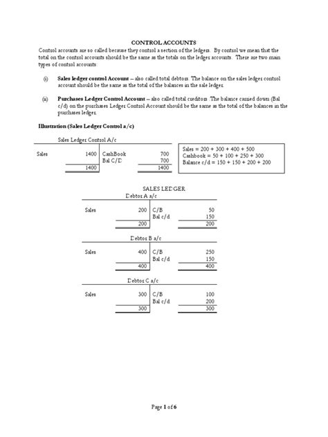 Control Accounts Pdf Ledger Debits And Credits