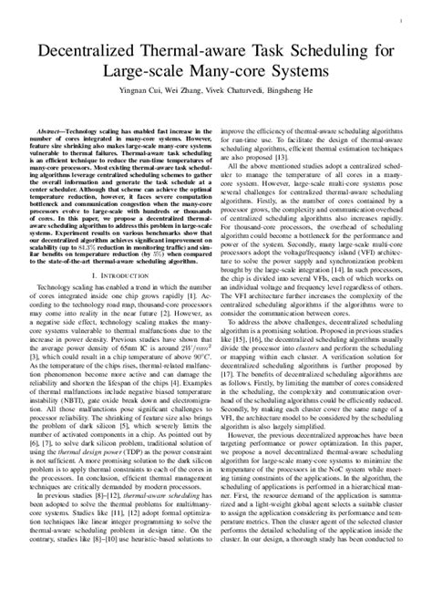Pdf Decentralized Thermal Aware Task Scheduling For Large Scale Many Core Systems