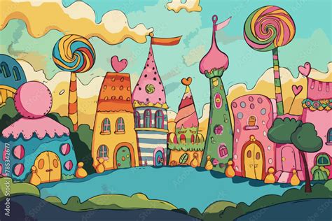 Candyland Vector Illustration Cartoon Background Stock Vector Adobe