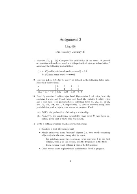 Assignment 2 Natural Language Processing Introduction Ling 420