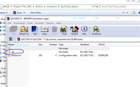 jenkins how to ignore git folder when clone the project from github and zipping it from my