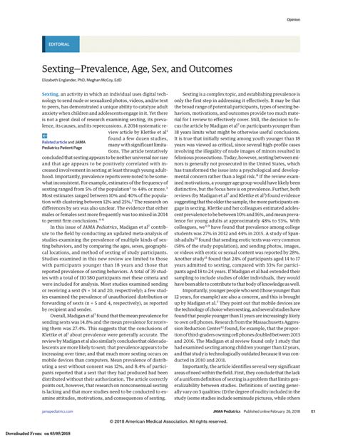 PDF SextingPrevalence Age Sex And Outcomes