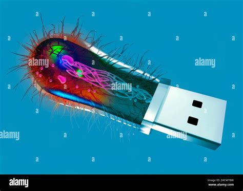Bacterial Computing Conceptual Artwork Escherichia Coli Bacterium Left As A Usb Universal