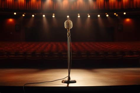 Microphone On Wooden Table Premium Ai Generated Image Microphone On Wooden Table Premium Ai Generated Image