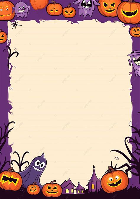보라색 오렌지 그림 해피 할로윈 페이지 테두리 배경 배경 화면 및 일러스트 무료 다운로드 Pngtree